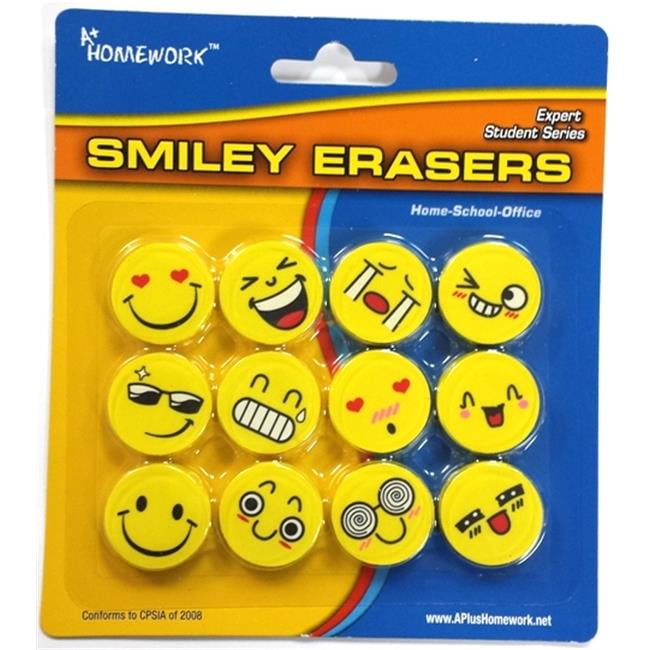 DDI 1860442 A+ Homework Smiley Erasers - 48 Count 12 Piece Case of 48 ...