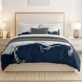Abstract Marble Stone Texture Queen Size Bed Set,Classic Dark Blue ...