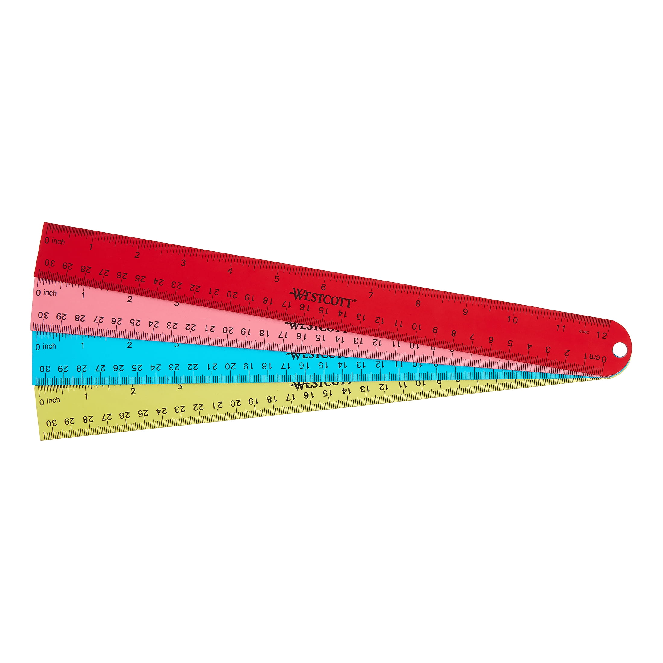 Westcott 12-inch Anodized Aluminum Ruler, Class Pack 36 Count (Assorted ...