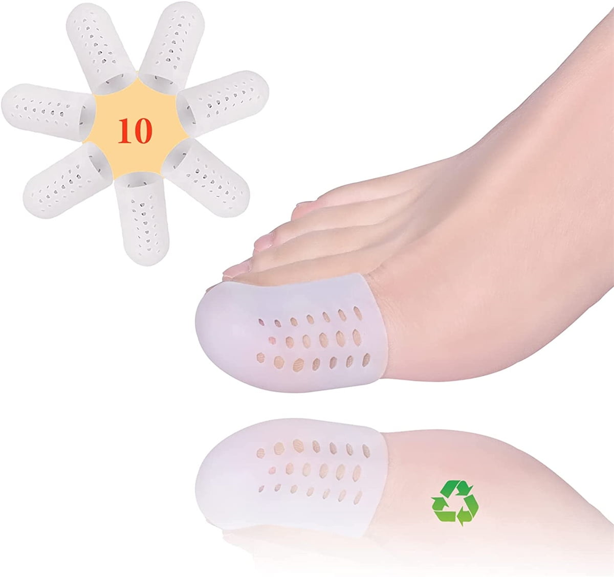 Big Toe Protector, Casewin 10PCS Breathable Gel Toe Cap Silicone Toe ...