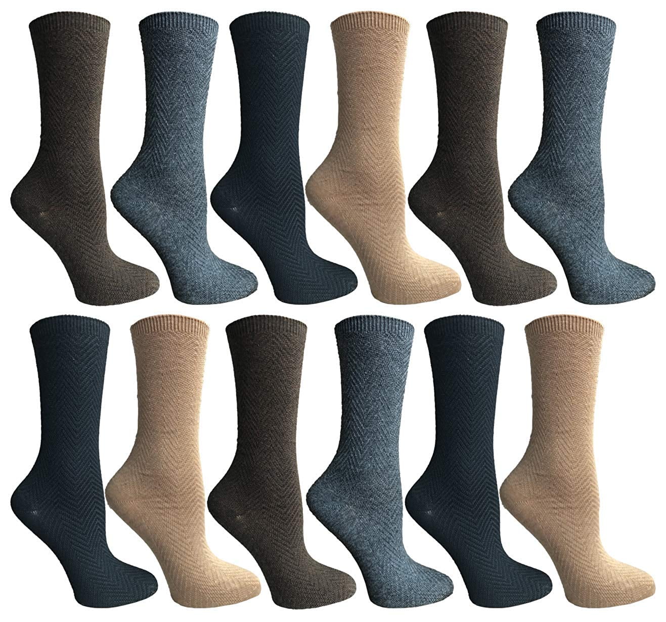 SOCKS'NBULK Womens Crew Socks, Bulk Pack Assorted Chic Sports Athletic ...