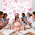 She Earned It Backdrop Pink Bow Nurse Graduation Background Nursing ...