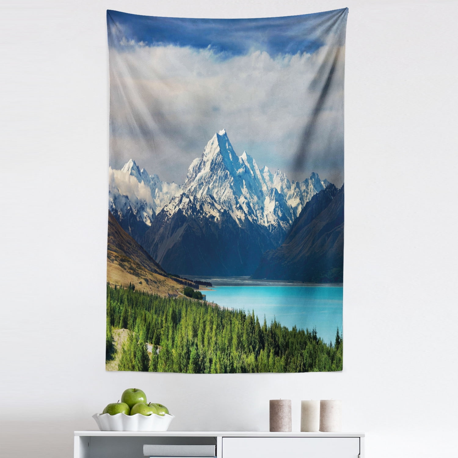 Nature Tapestry, Mount Cook and Pukaki Lake in New Zeland Landmark ...
