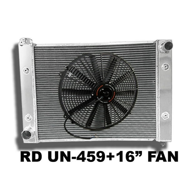 2Row Universal Aluminum Radiator 27"Wx20.2"Hx3.74"D +16" Fans COMBO ...