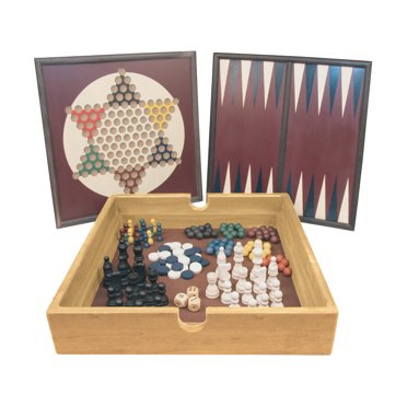 Deluxe 15 in 1 Wood Tabletop Games Set - Chess, Checkers, Mancala ...