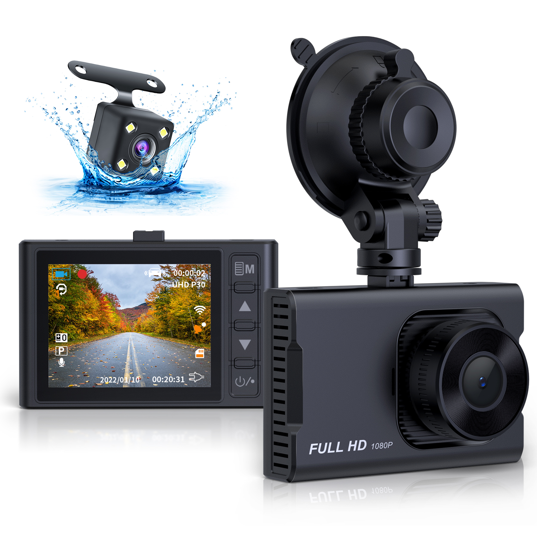 NEXPOW Dash Cam Front And Rear 1080P Full HD Dash Camera Dashcam With
