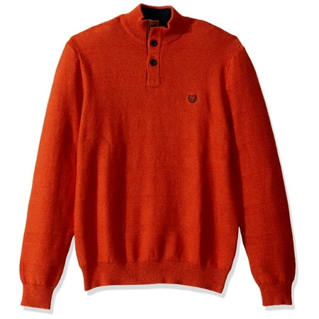 Chaps Men's Classic Fit Twist Button Mock Sweater, Charcoal, S ...