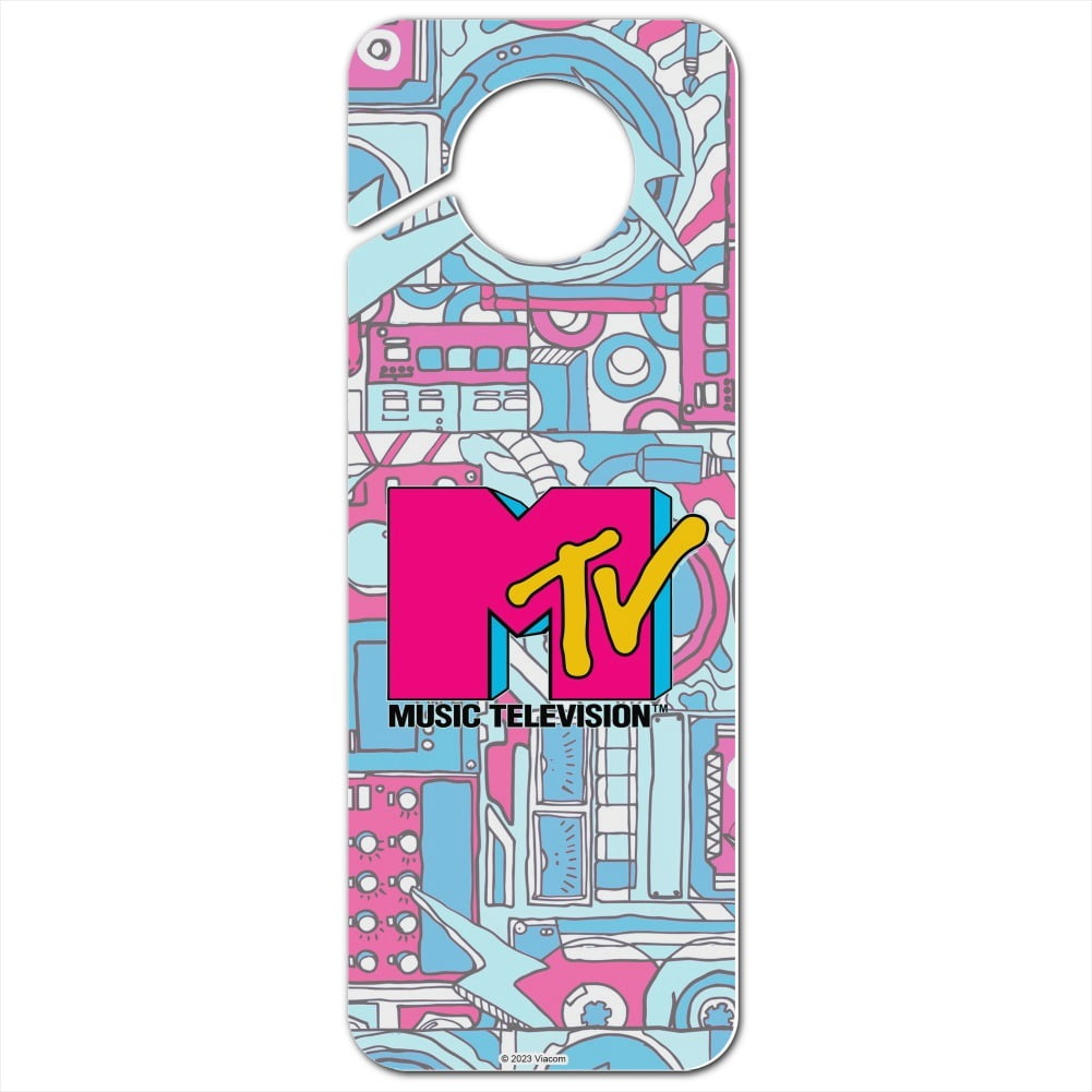 MTV Techno Neon Logo Plastic Door Knob Hanger Sign - Image - Walmart.com