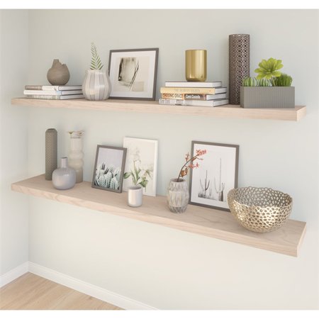 Bestar 72" Lightweight Floating Wall Shelf in Natural (Set of 2 ...