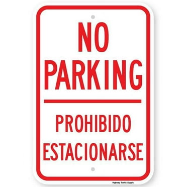 No Parking Sign, High-Visibility Bilingual Floor Sign, Double-Sided ...
