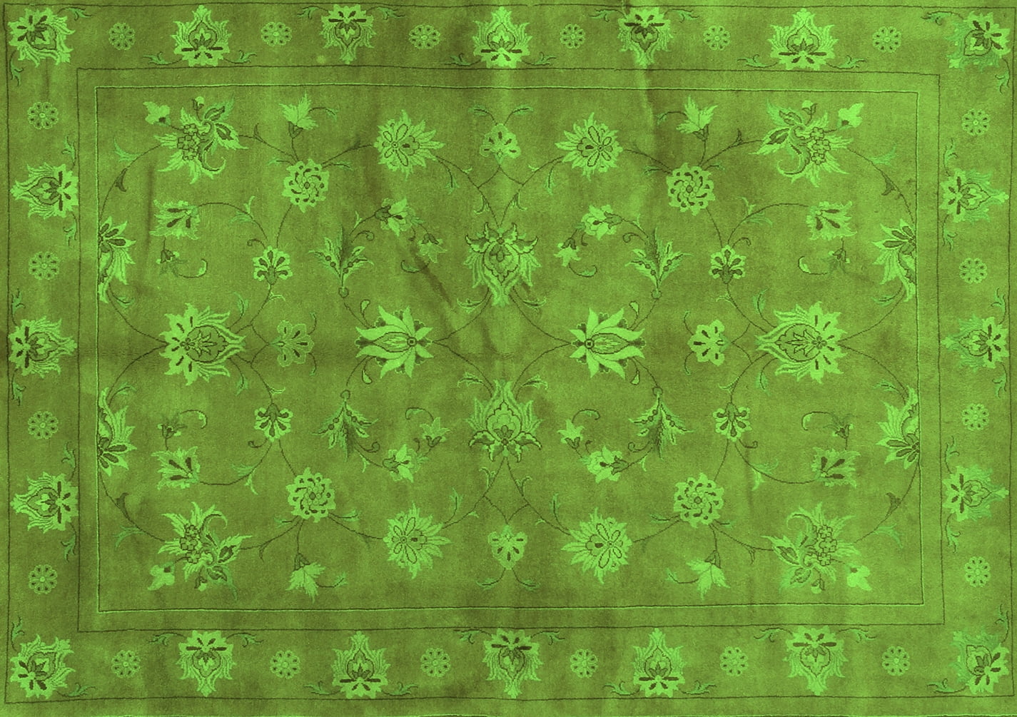 Ahgly Company Indoor Rectangle Abstract Green Contemporary Area Rugs, 5 ...