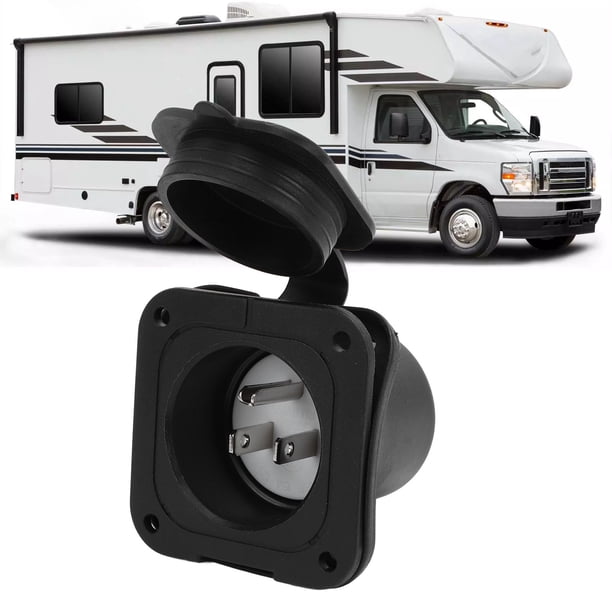 RV Shore Power Plug, 125V Water Resistant 15 Amp Flanged Inlet Stable ...
