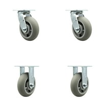 6 Inch SS Thermoplastic Caster Set with Roller Bearing 2 Swivel Lock 2 ...