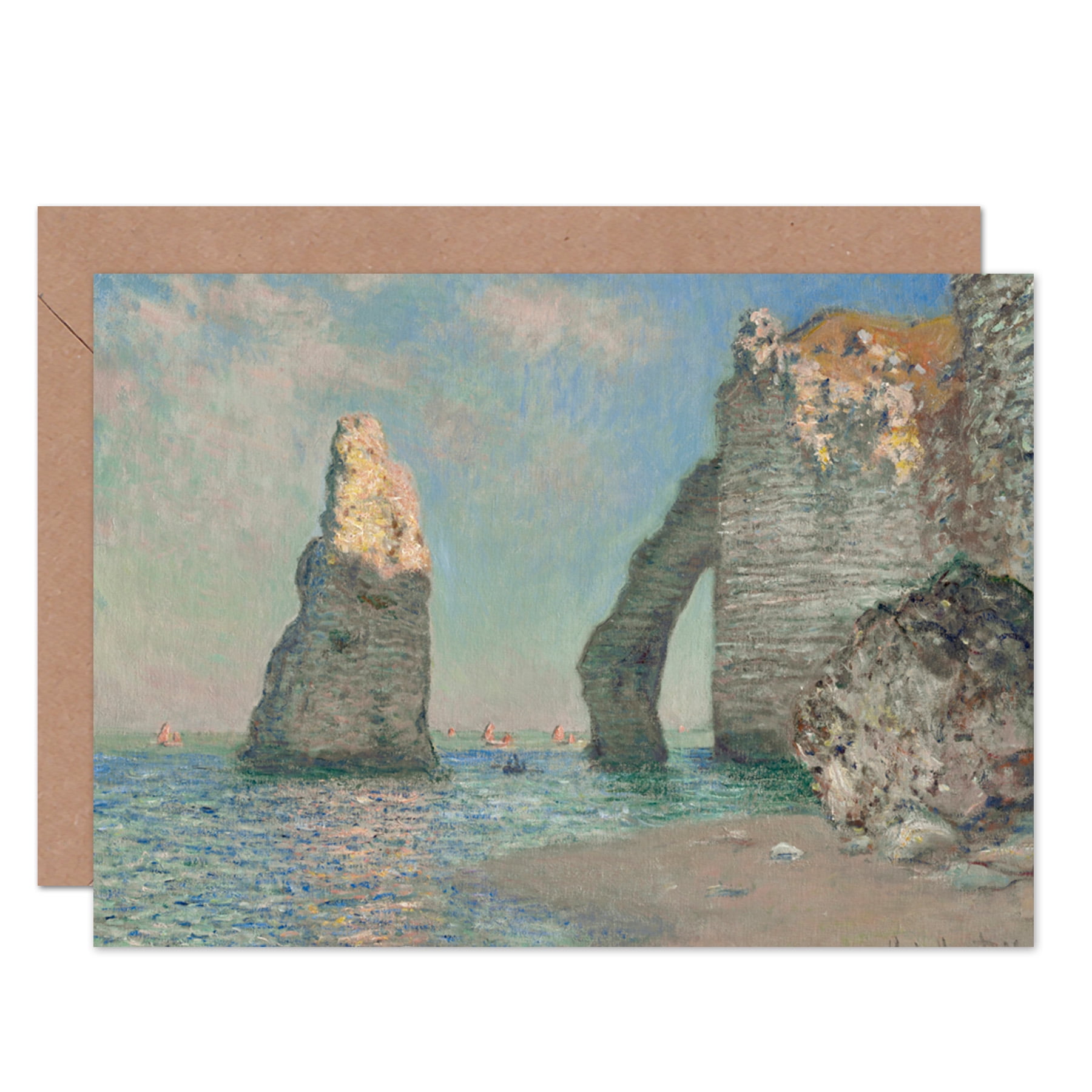 Claude Monet The Cliffs At Etretat Painting Fine Art Greetings Card ...