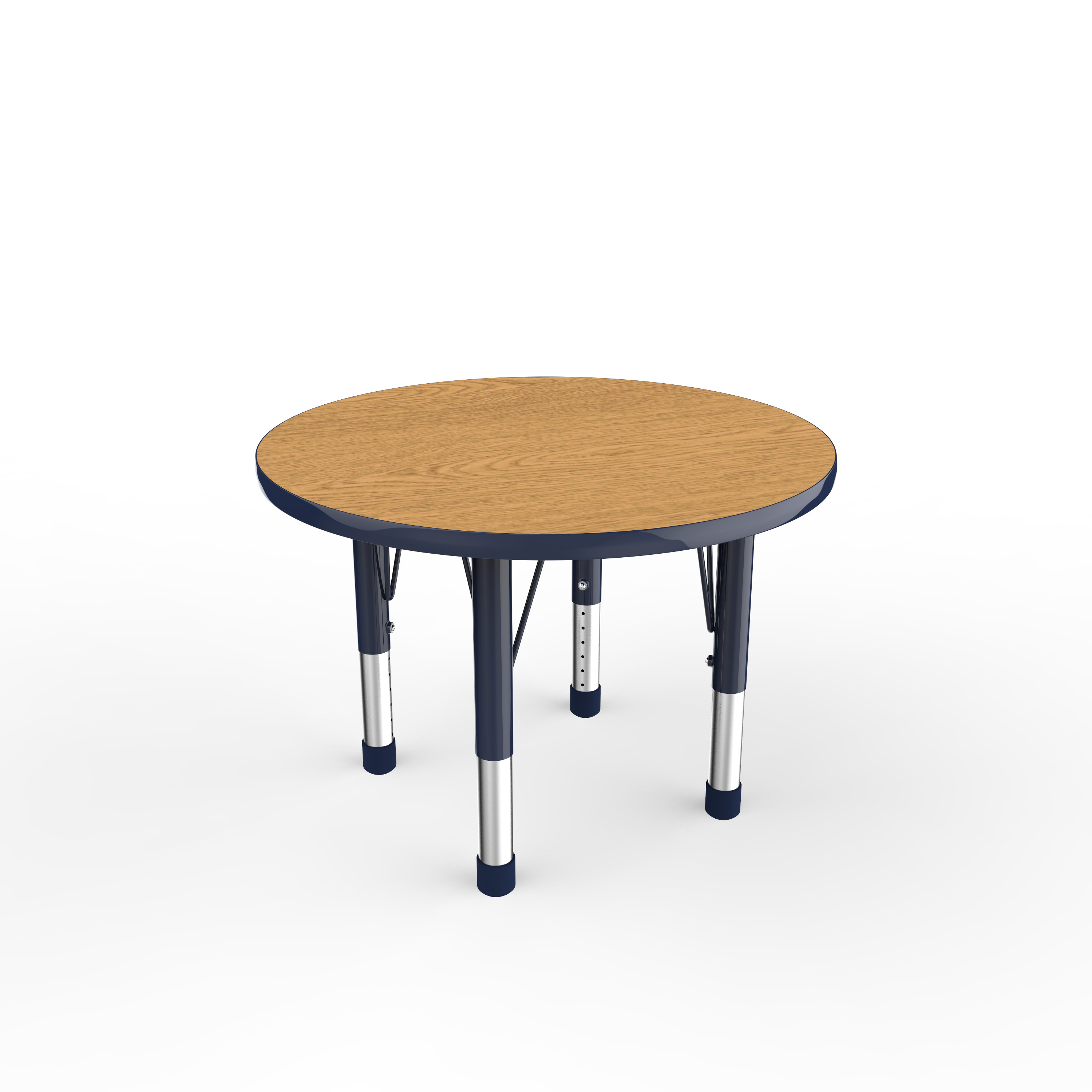 ECR4Kids 30in Round Everyday T-Mold Adjustable Play Table Oak/Navy ...