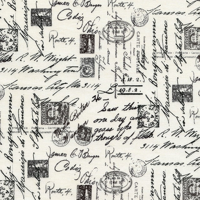 Timeless Treasures Script Cursive Writing Cream 100% Cotton Fabric by ...