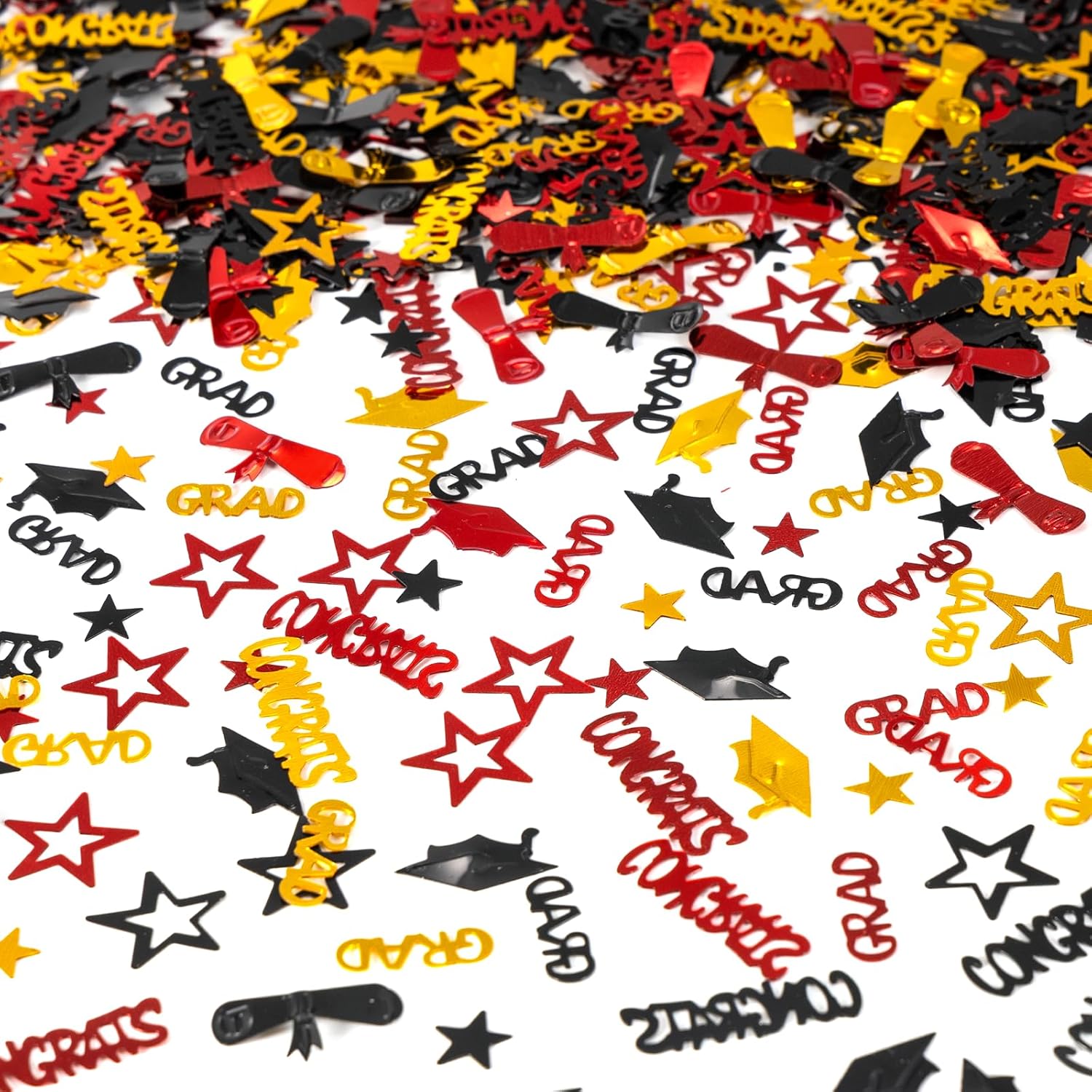 shiyou-Red Gold and Black Graduation Confetti 2025, 1000 Pcs Grad ...