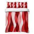 Abstract Red Wave Stripe Texture 3 Pieces Quilt Set,1 Quilt with 2 ...