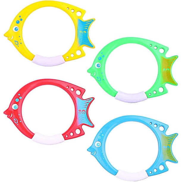 4 Pack Diving Pool Toy, Underwater Swimming Fish Shape Diving Ring Swim ...