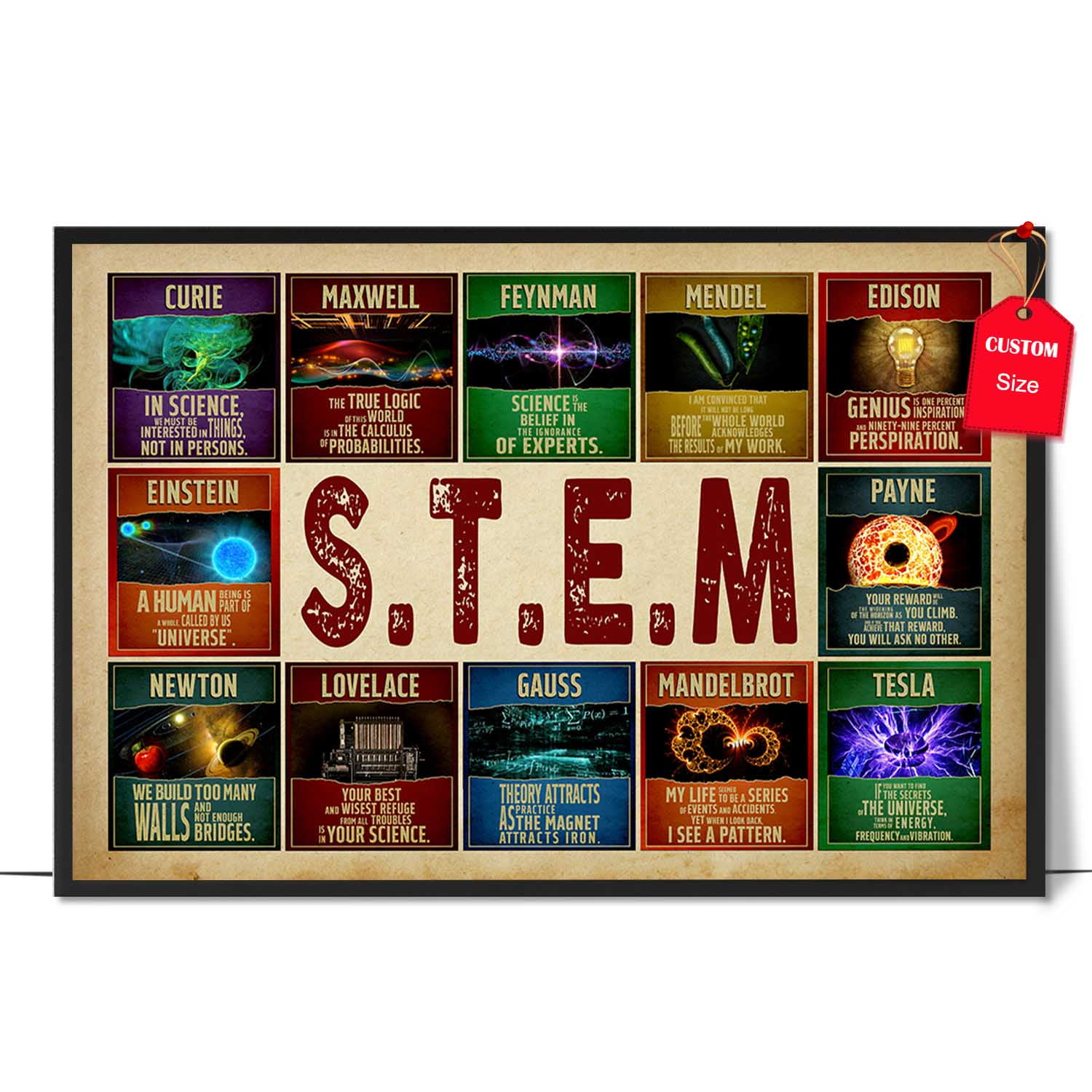 LOLUIS Inspirational Wall Art, STEM Scientists Quote Print Decor for ...