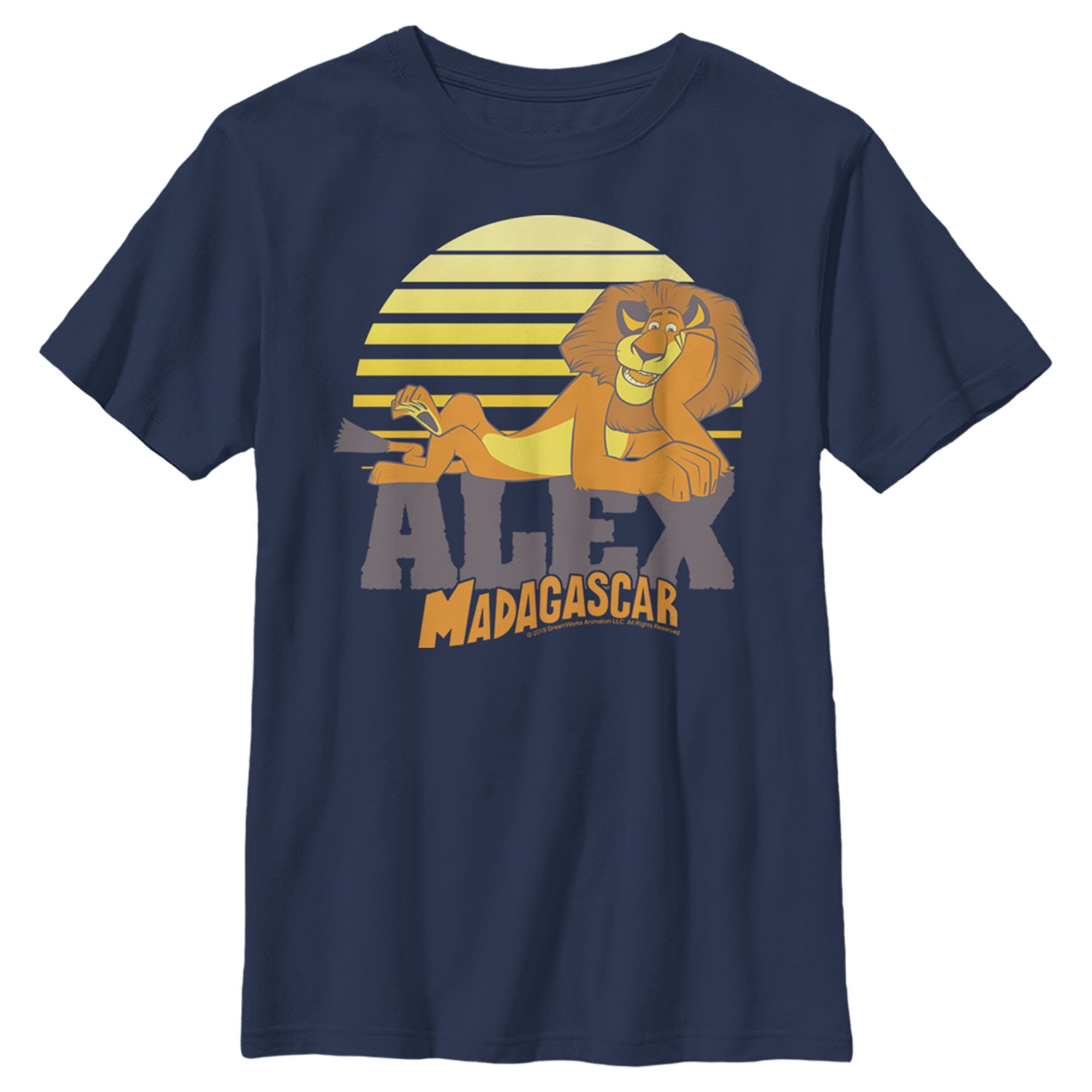 Boy's Madagascar Alex The Lion Character Name Graphic Tee Navy Blue ...