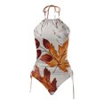 Sengtong Womens Fashion Summer Maple Leaf Day Print Sexy Lace Up Two