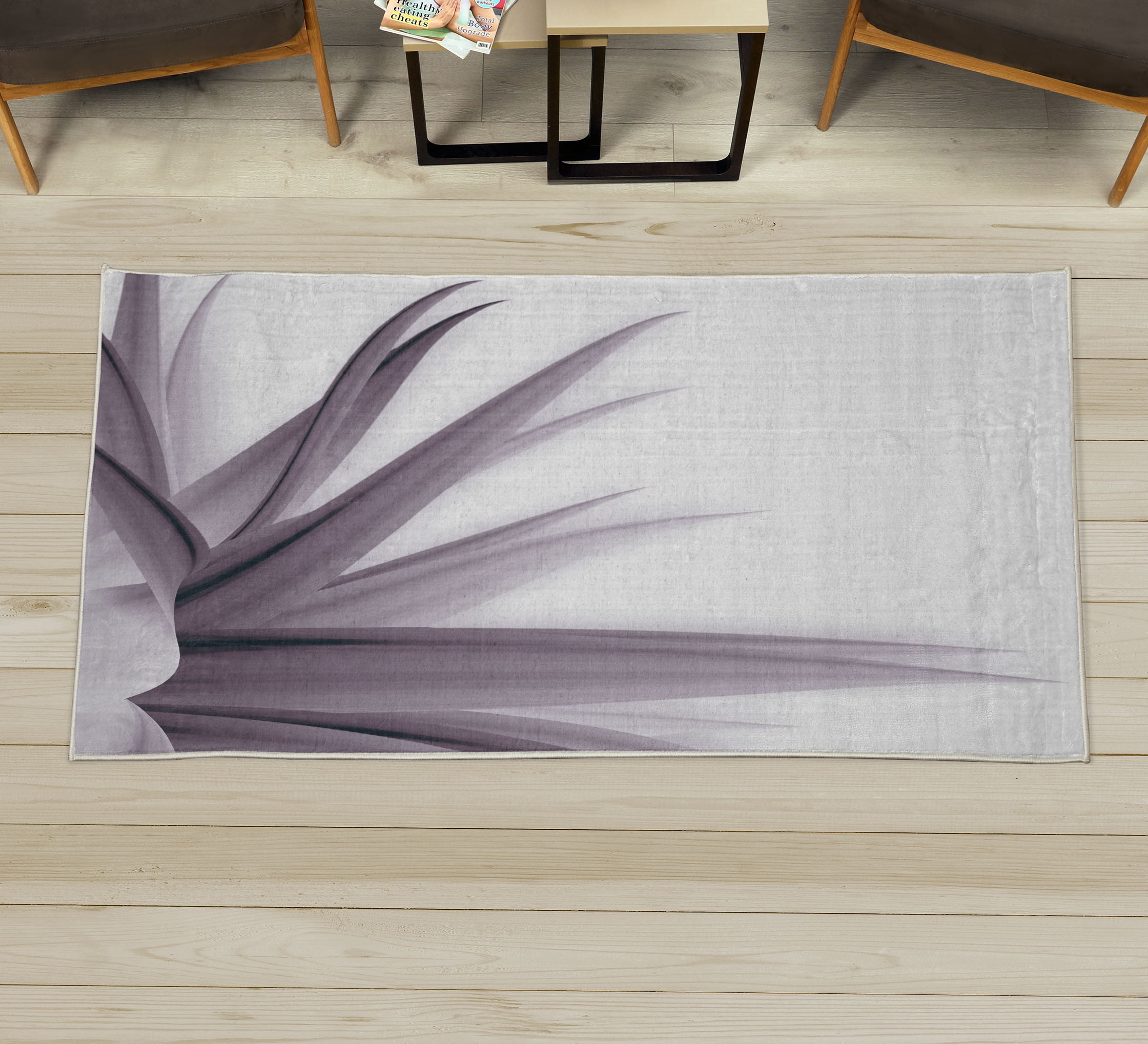 Flower Decorative Rug, Ombre Color Change Style Leaves Water Colored ...