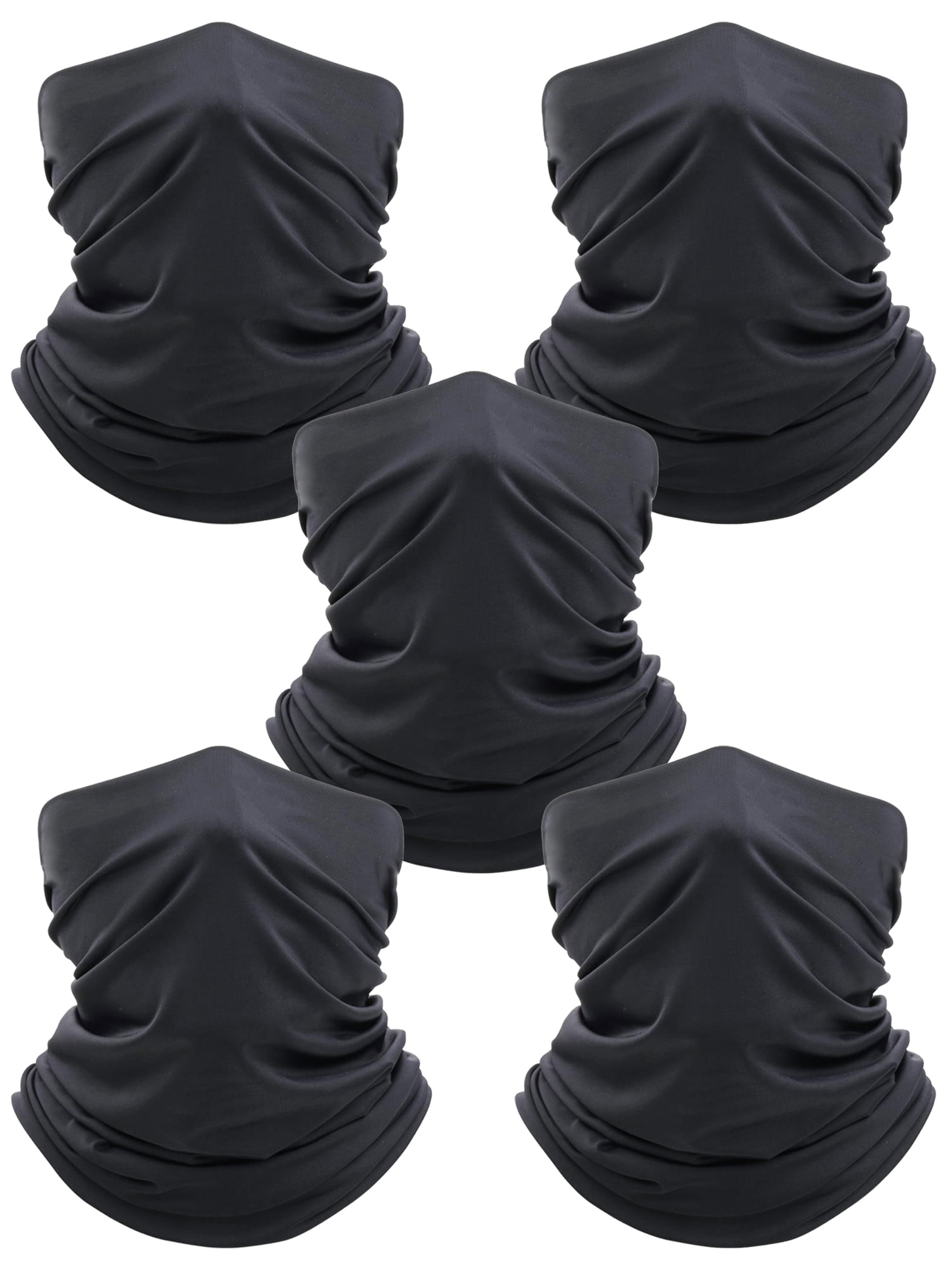 5-Pack Moisture Wicking Breathable Stretch Face Neck Gaiter Mask ...