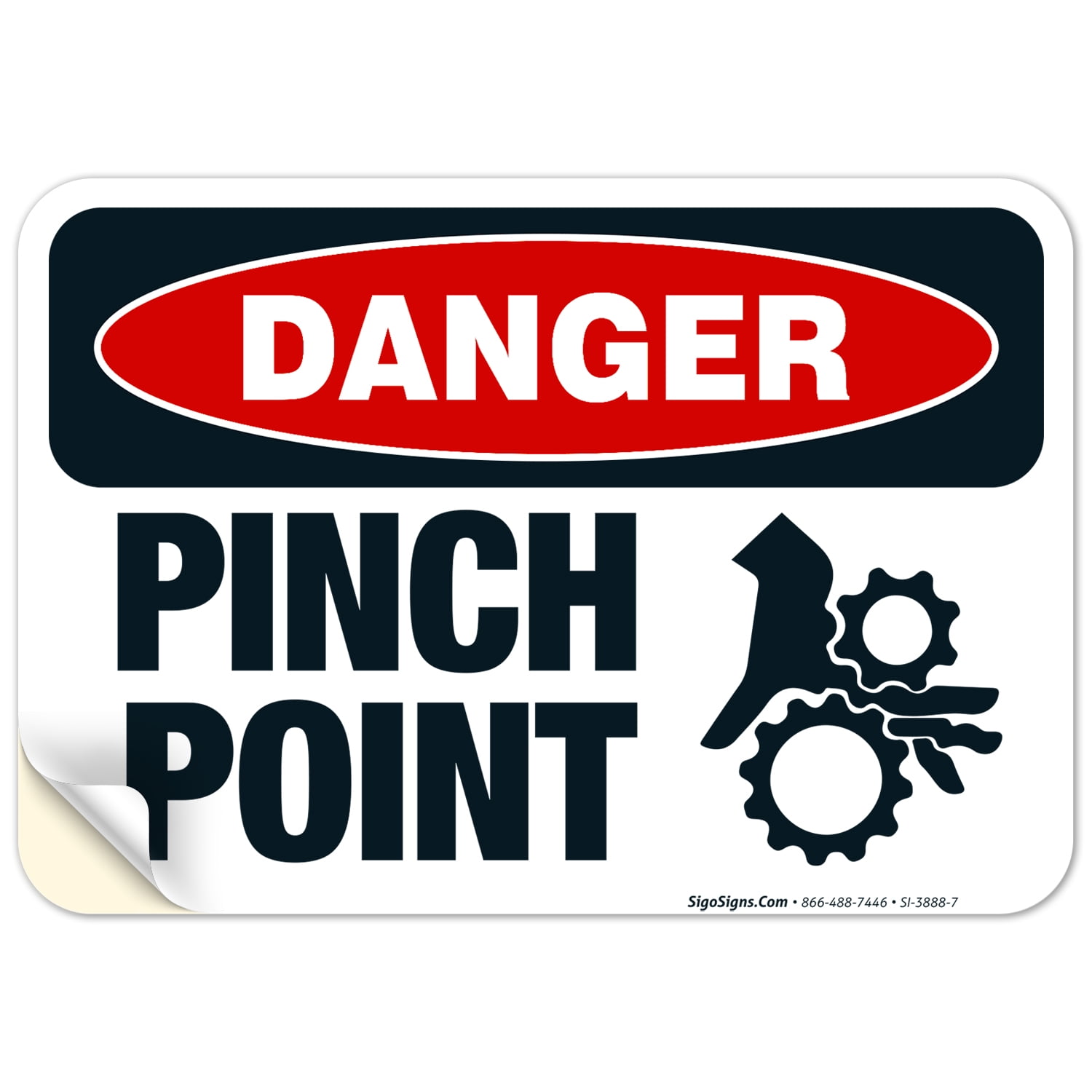Pinch Point Sign, OSHA Danger Sign, 10x7 Vinyl Sticker - Walmart.com