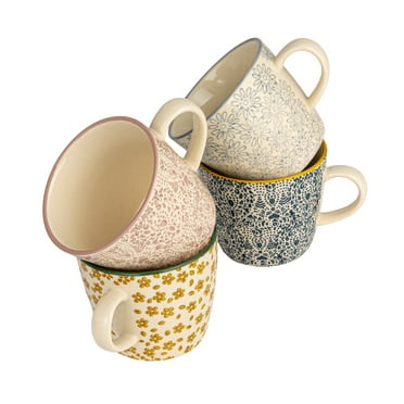 Creative Co-Op Stoneware Mug Set with Insect and Bird Designs ...
