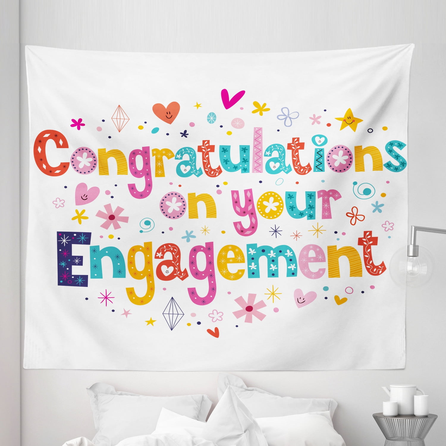 Colorful Tapestry, Congratulations Theme Hearts Spots Floral Detail Art ...