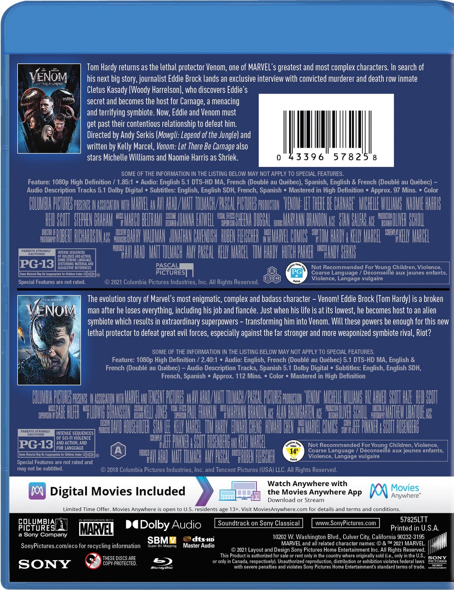 Buy Venom Double Feature (Venom / Venom: Let There Be Carnage)(Walmart Exclusive)(Blu-ray ...