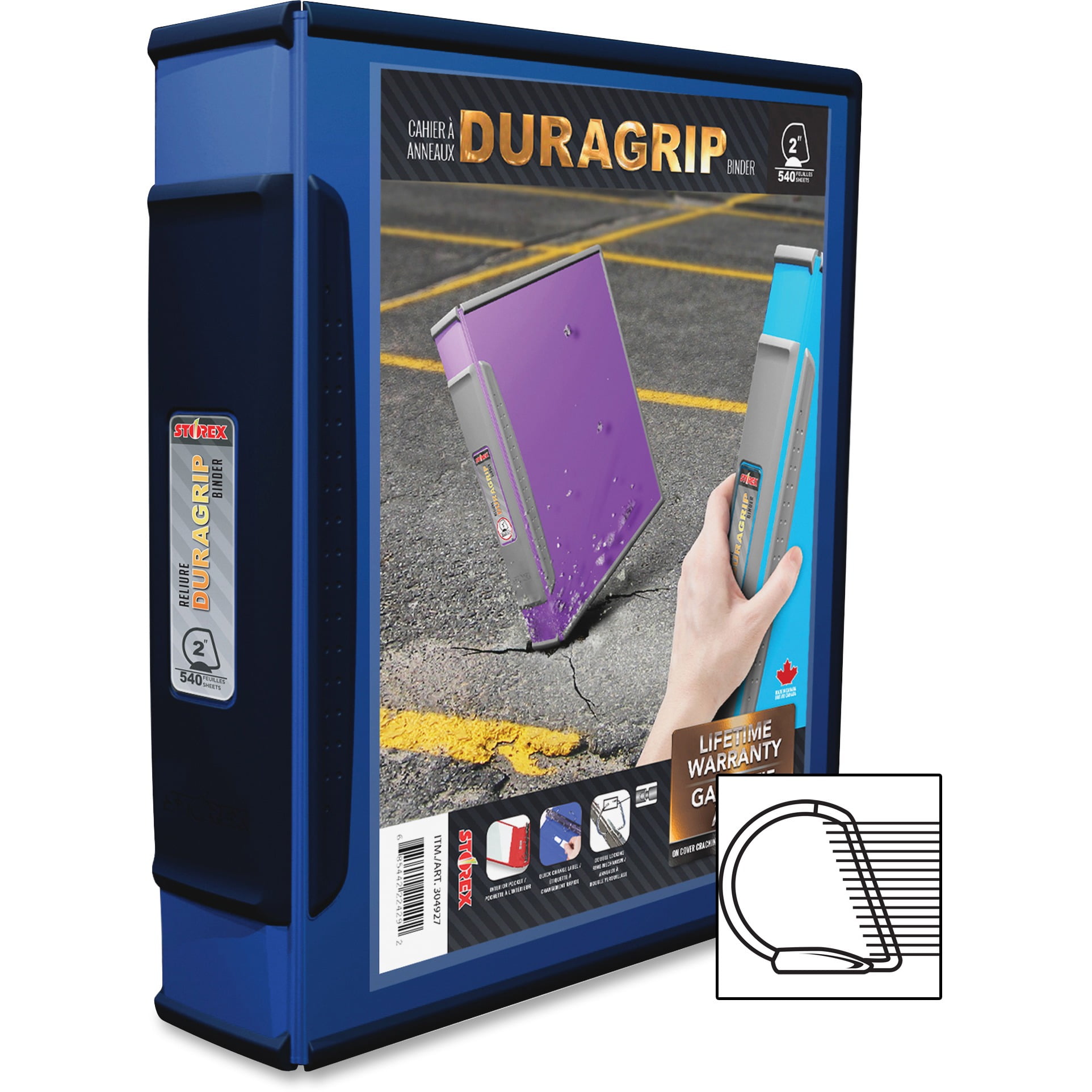 Storex, STX33581B06C, Dura Grip D-ring White View Binders, 1 Each, Blue ...