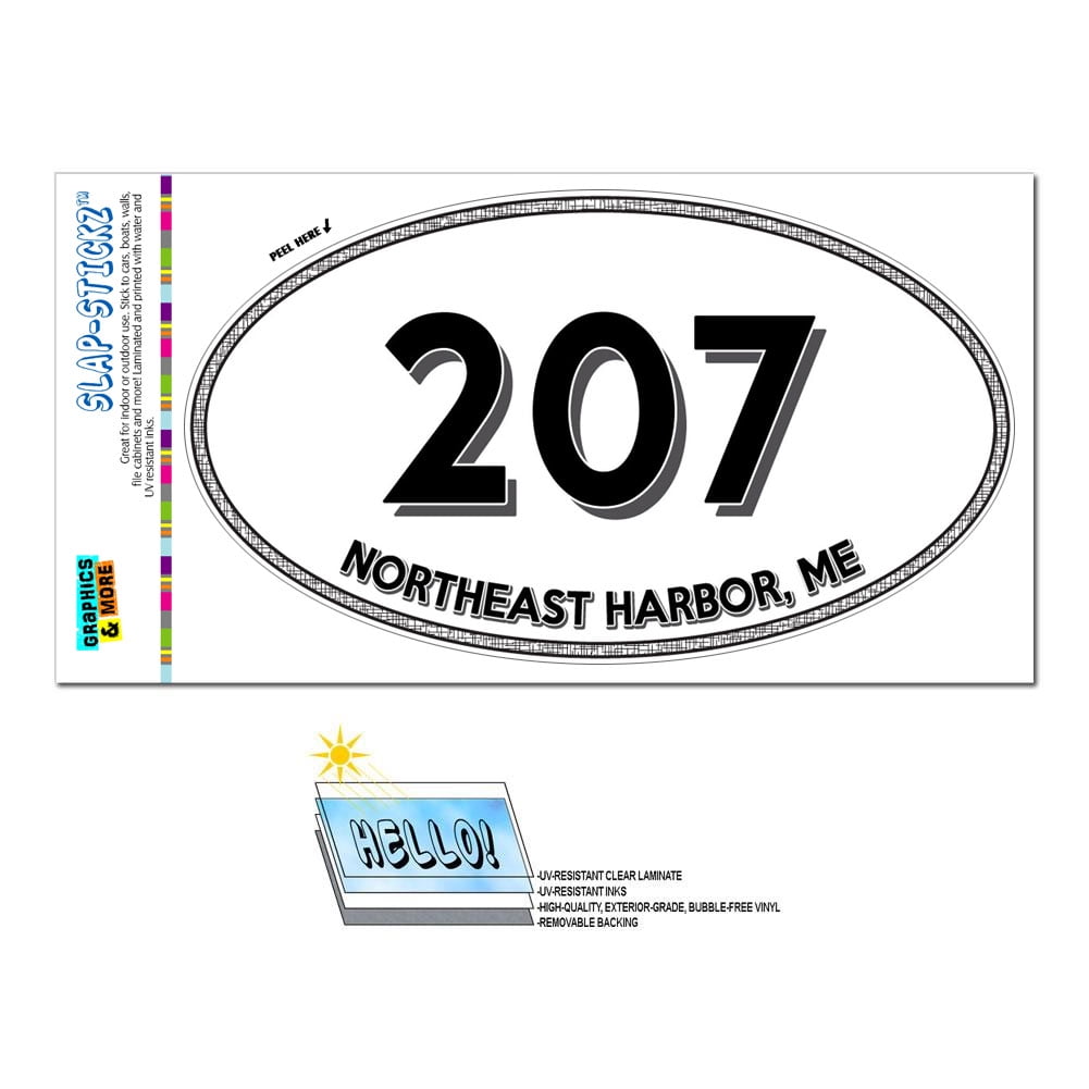 207 - Northeast Harbor, ME - Maine - Oval Area Code Sticker - Walmart.com