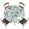 Abstract Ethnic Paisley Pattern Round Fitted Tablecloth with Elastic ...