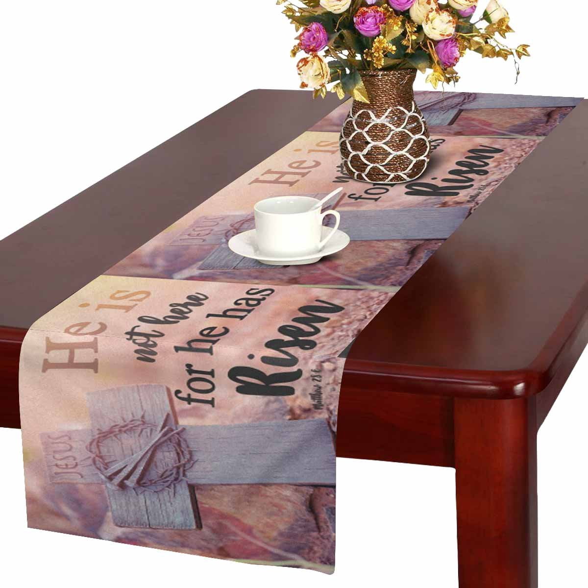 MKHERT Christian Bible Lettering Easter He Has Risen Table Runner Home ...