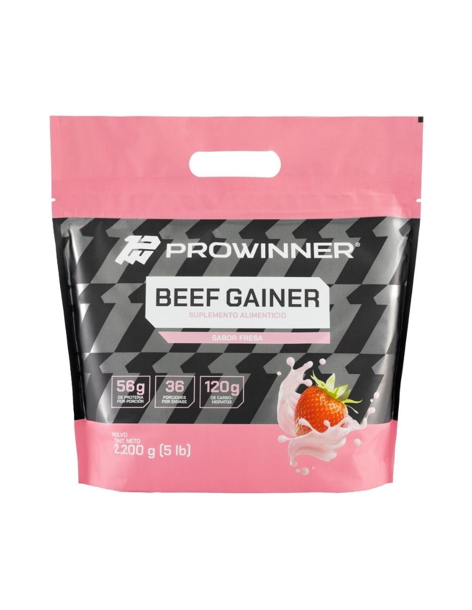 Suplemento Beef Gainer Polvo Sabor Fresa (2,2 Kg) ProWinner PW-1331 ...