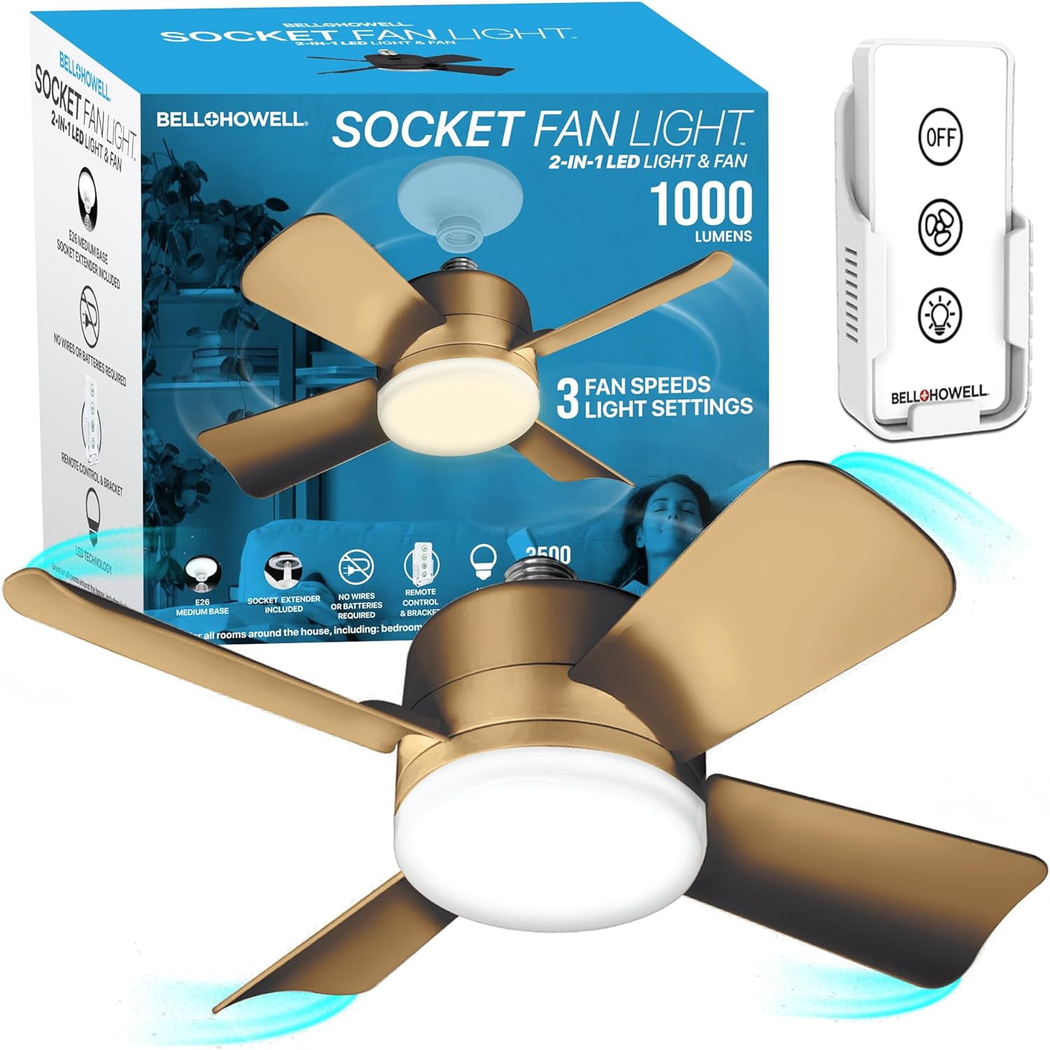 Click here for Bell And Howell Bell + Howell Socket Fan Light Bro... prices