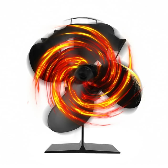 Wood 4 Blades Heat Powered Stove Fan Ultra Quiet Fireplace Wood Burning ...