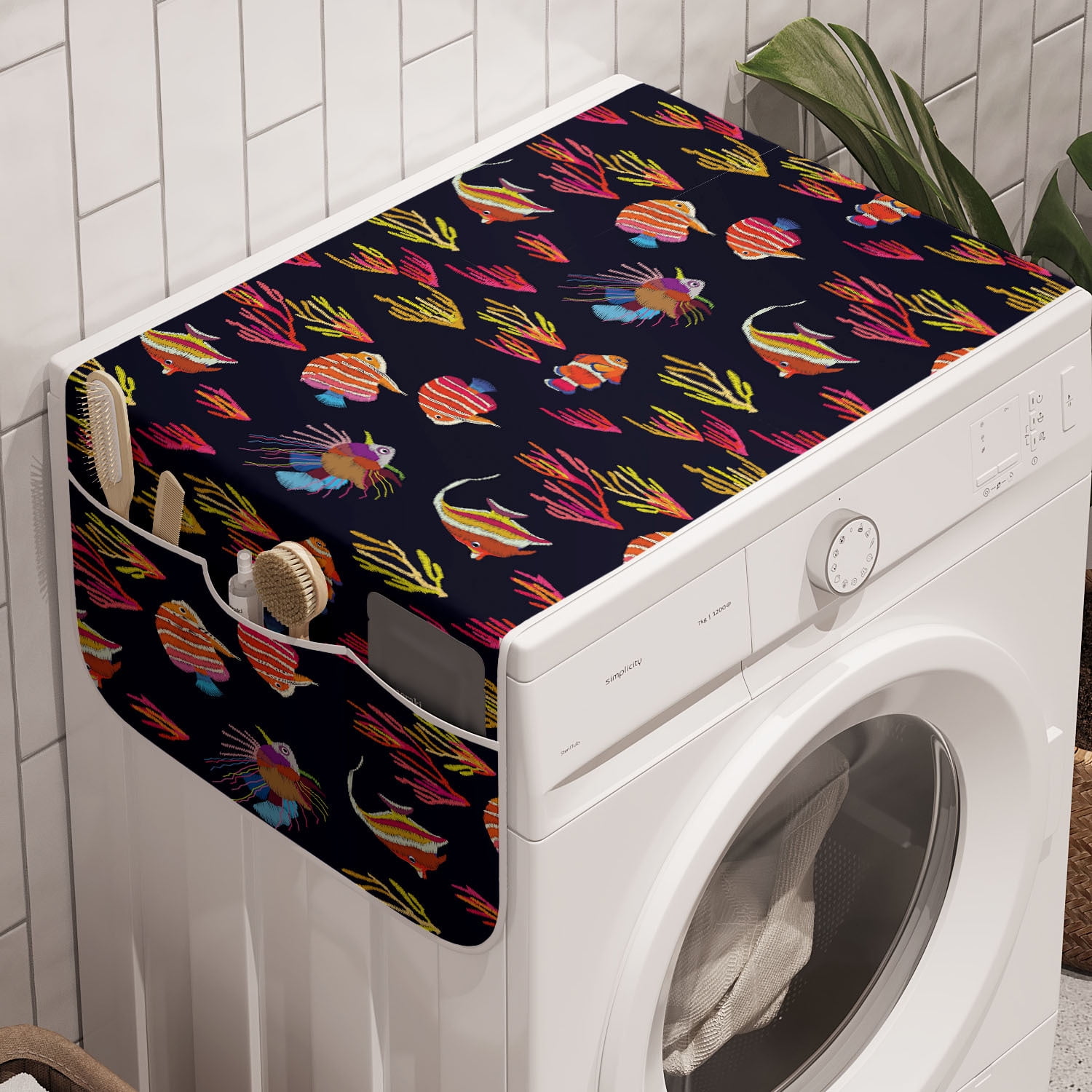 Underwater Washing Machine Organizer, Watercolor Style Inspired Sea ...