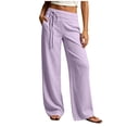 CHEEREAM Womens Bow Tie Wrap Pants Wide Leg Cusal High Waisted Trousers ...