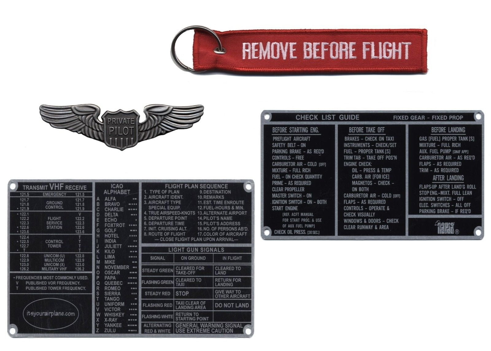 GROUPING- Private Pilot, Wings, Placard, Checklist & Streamer, Aviation ...
