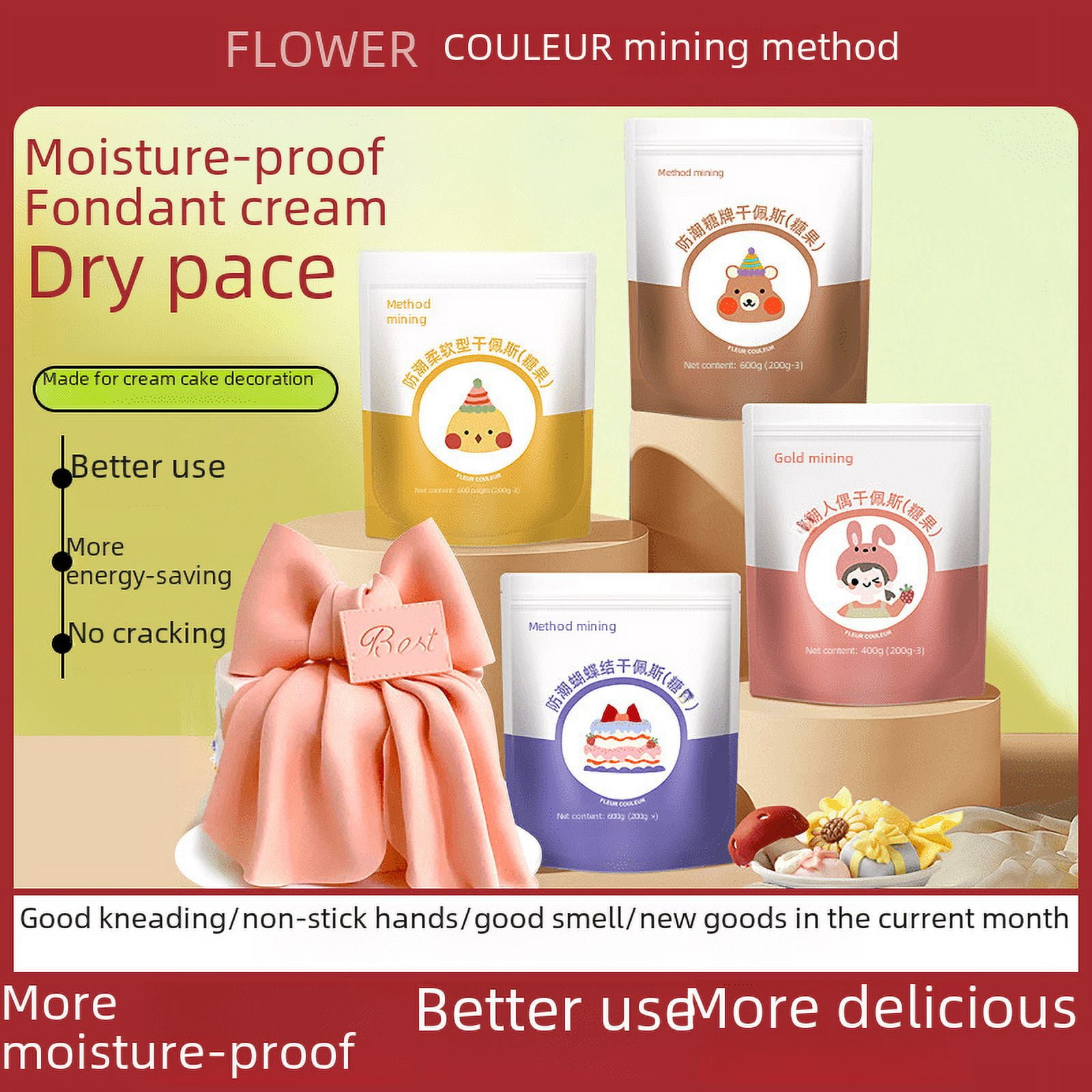 Método Crema fondant a prueba de humedad ritmo seco moño pastel ...