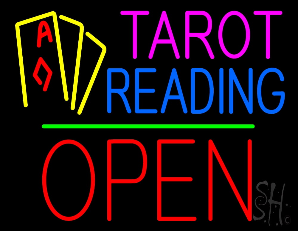 Tarot Reading Open Block Green Line LED Neon Sign 15" Tall x 19" Wide ...