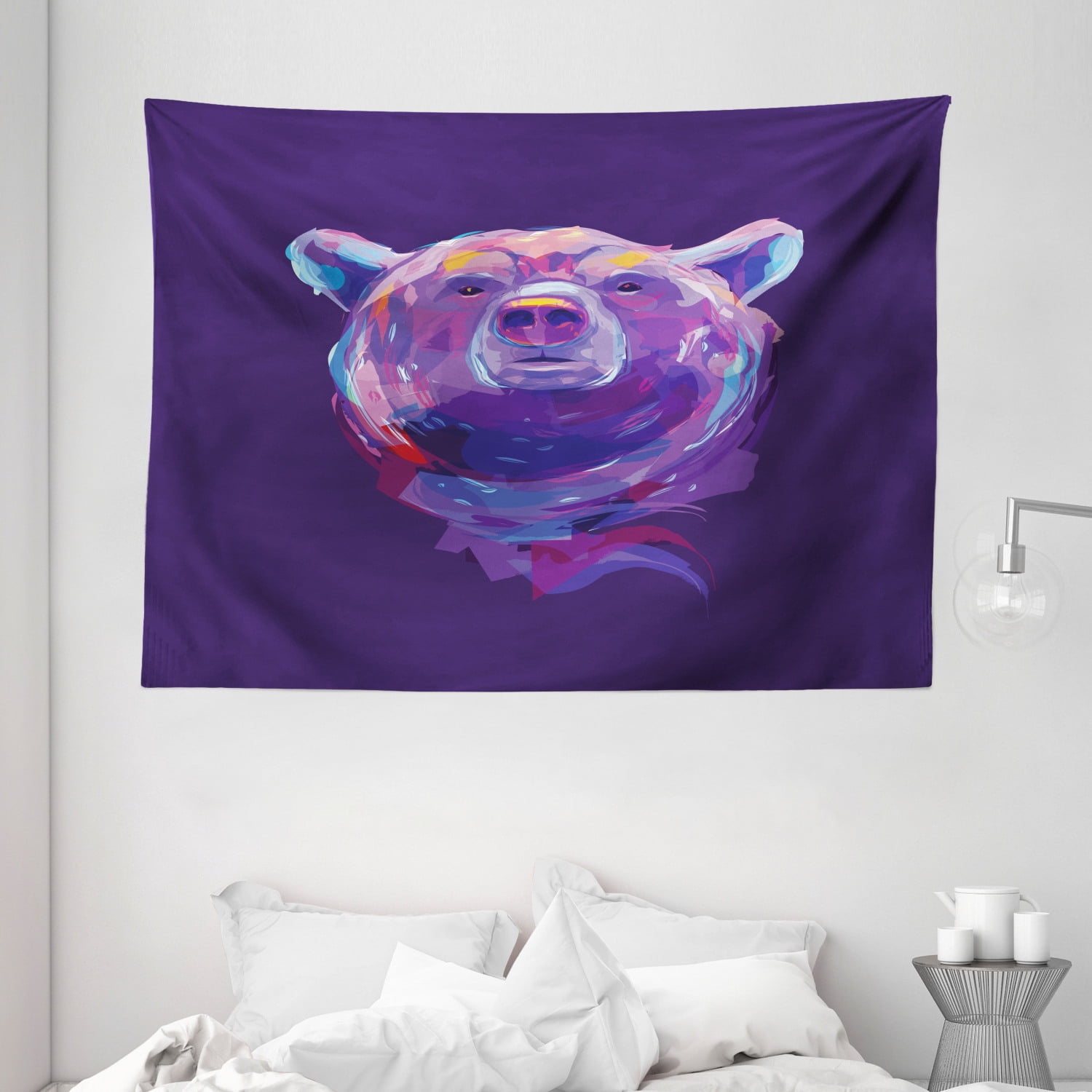 Bear Tapestry, Abstract Portrait with Digital Brushstrokes Wildlife ...