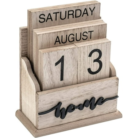 XGBB Perpetual Calendar, Wooden Calendar for Home Office Desk ...