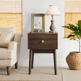 Medieval-Modern Style Walnut Bedside Table, Bedroom Bedside Table with ...