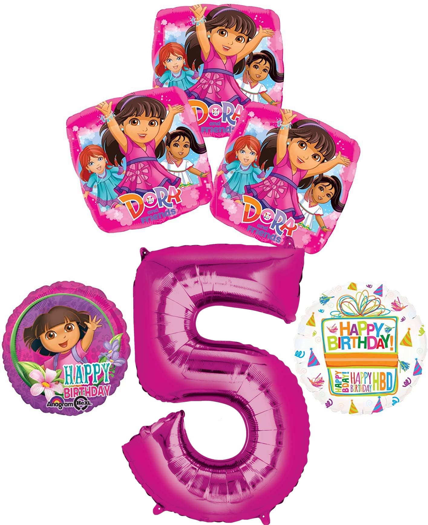 Dora the Explorer 5th Birthday Party Supplies and Balloon Bouquet ...