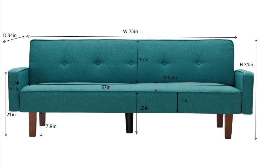 Buy Green Futon Sofa Bed Convertible Sleeper Sofa Couch Small Reclining ...
