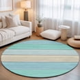 Blue Wood Grain 4FT Round Area Rugs Country Blue Green Gradient Wooden ...